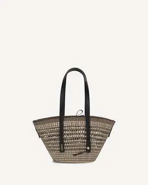 Loewe Medium Braided Basket Shoulder Bag In Iraca Palm And Calfskin