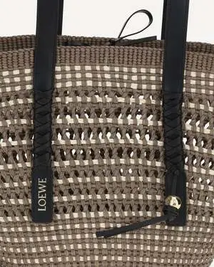 Loewe Medium Braided Basket Shoulder Bag In Iraca Palm And Calfskin