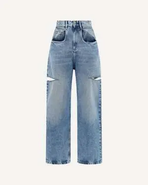 MAISON MARGIELA Cotton Jeans With Cut-out Detail - Light Blue