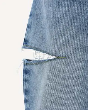 MAISON MARGIELA Cotton Jeans With Cut-out Detail - Light Blue