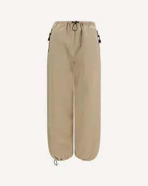 Miu Miu Elasticated Waist And Hem Cotton Gabardine Pants - Beige