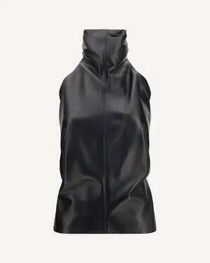 Khaite Rone Leather Top - Black