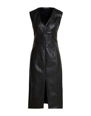 KAOS Bodycon Midi Dress With Plunge Neckline And Front Slit - Black