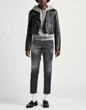 Dsquared2 Boyfriend Jeans In Cotton And Elastane With Cow Leather Details