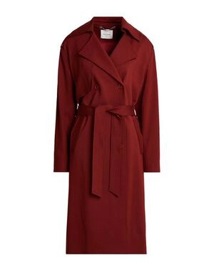 MANILA GRACE Overcoat & Trench Coat Brick Size Viscose, Polyamide, Elastane - Red