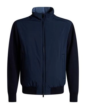 Paul & Shark Dark Virgin Wool And Polyester Bomber Jacket - Navy