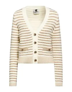 NO SECRETS Metallic Striped Knit Cardigan