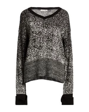 MANILA GRACE Mélange V-neck Sweater - Black