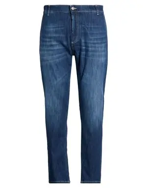 DONDUP Tapered Jeans With Designer Plaque In Dark Wash Denim - Blue