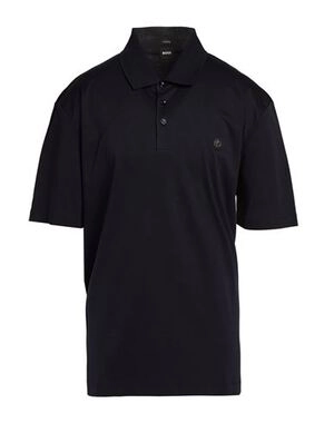 BOSS Man Polo Shirt White Size M Cotton Navy