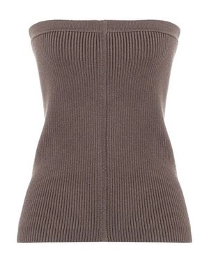 Rick Owens Ribbed Knit Strapless Top In Virgin Wool Blend - Grey