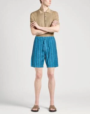 Crossley Deep Teal Cotton And Linen Blend High-waisted Shorts