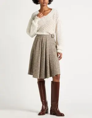 Brunello Cucinelli Midi Skirt In Virgin Wool, Silk, And Polyamide