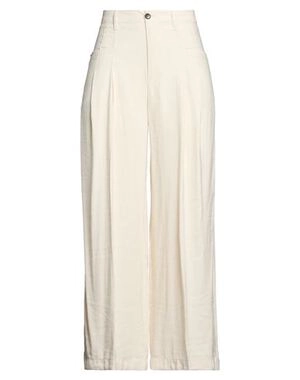 WHITE SAND Wide-leg Viscose-polyester Pants - Ivory