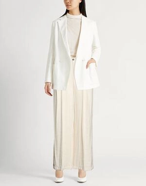 WHITE SAND Viscose & Polyester Wide-leg Pants