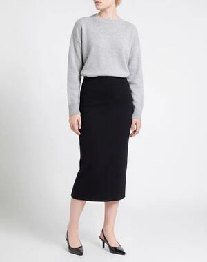 ANNA MOLINARI Merino Wool Midi Skirt - Black