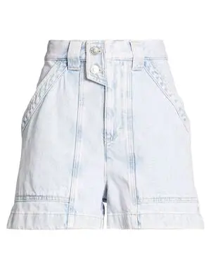 MARANT ETOILE High Waisted Light Wash Denim Shorts