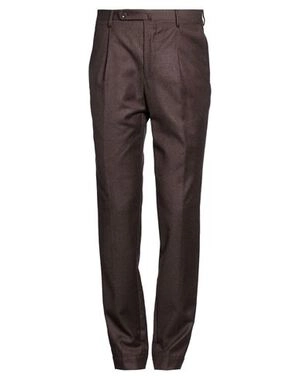 Incotex Chocolate Virgin Wool Tailored Tapered Leg Pants - Brown