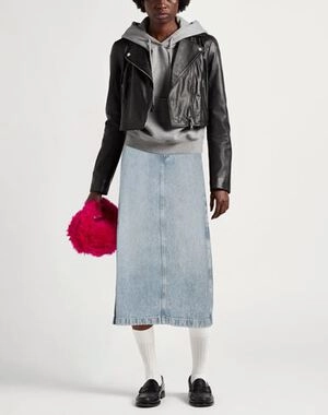 7 For All Mankind Flared Denim Midi Skirt