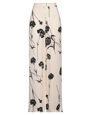 TWINSET Cream Viscose Floral-print Wide-leg Pants