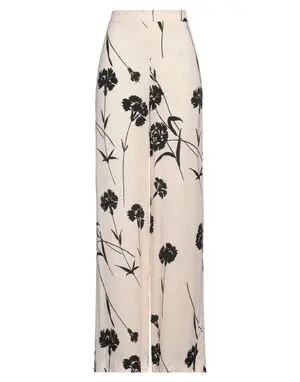 TWINSET Cream Viscose Floral-print Wide-leg Pants