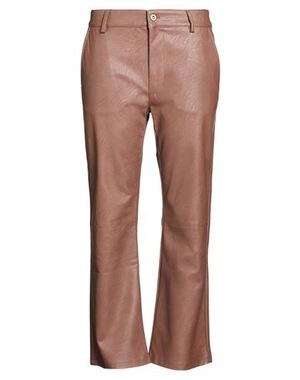 PLEASE Chocolate Polyurethane And Viscose Blend Bootcut Trousers