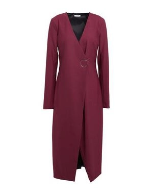 Patrizia Pepe Midi Dress Charcoal Size Polyester, Virgin Wool, Elastane - Red