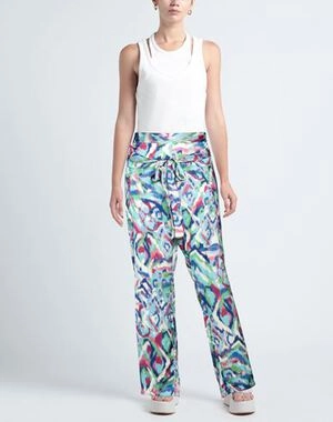 Liu Jo Azure Multicolor Satin Pants - Blue