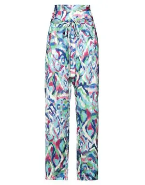Liu Jo Azure Multicolor Satin Pants - Blue