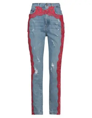 Dolce & Gabbana Two-tone Lace Embellished Straight-leg Jeans