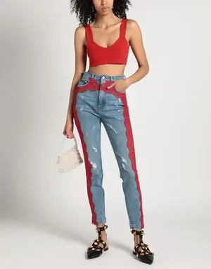 Dolce & Gabbana Two-tone Lace Embellished Straight-leg Jeans