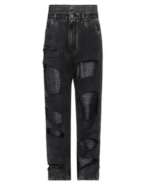 Dolce & Gabbana Baggy Cotton Jeans With Distressed Logo Print