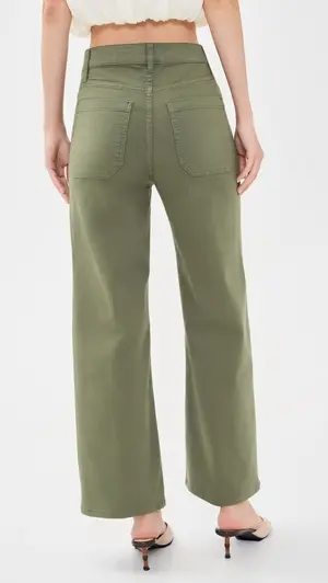 FRAME Le Slim Palazzo Modernist Pocket Pants - Grasshopper