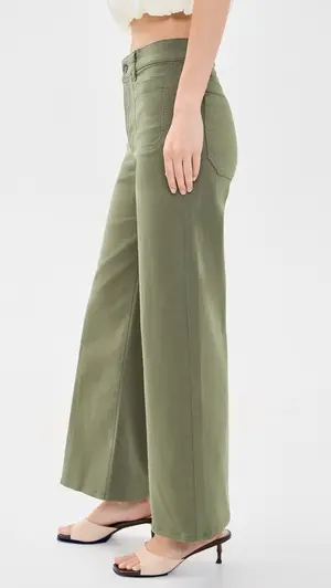 FRAME Le Slim Palazzo Modernist Pocket Pants - Grasshopper