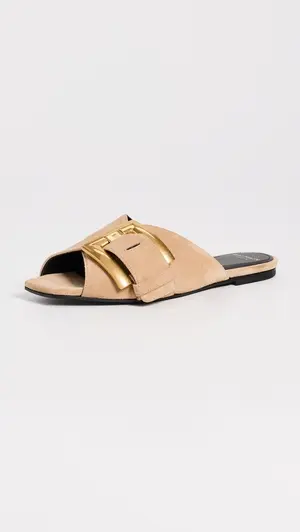 Balmain Anthem Suede Leather Flat Sandals
