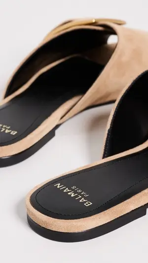 Balmain Anthem Suede Leather Flat Sandals