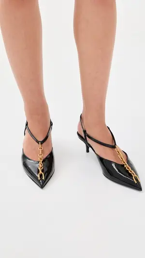 Balmain Sync Chain Kitten Slingbacks