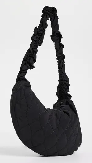 DAMSON MADDER Embroidered Rose Ruched Kidney Bag
