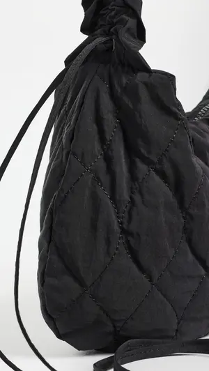 DAMSON MADDER Embroidered Rose Ruched Kidney Bag