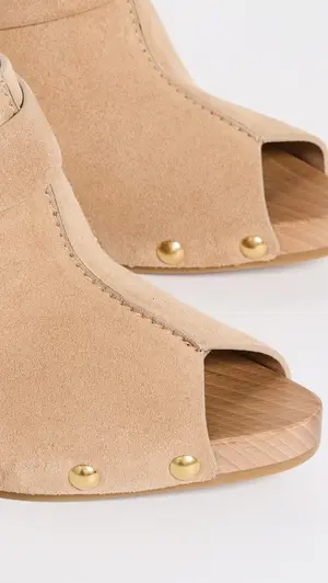 Balmain Anthem Suede Leather Clog Wedges