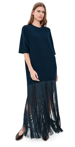 Essentiel Antwerp Knitted Maxi Dress With Fringe Skirt