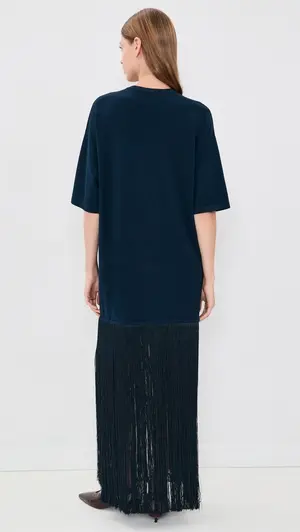 Essentiel Antwerp Knitted Maxi Dress With Fringe Skirt