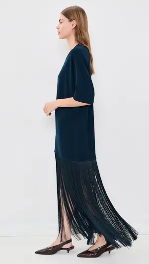 Essentiel Antwerp Knitted Maxi Dress With Fringe Skirt