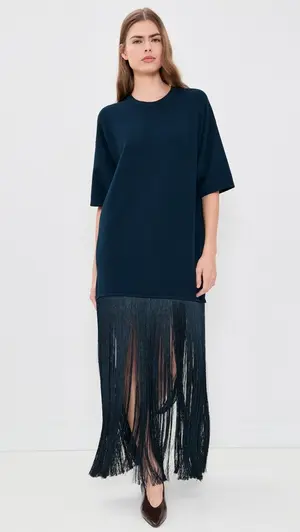 Essentiel Antwerp Knitted Maxi Dress With Fringe Skirt