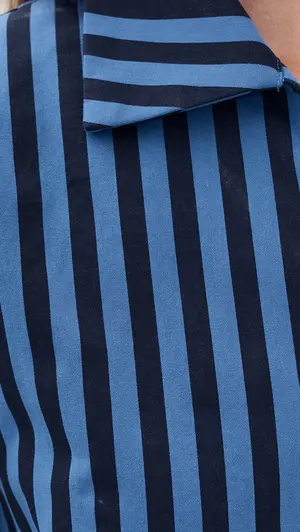 English Factory Striped A-line Kaftan Collar Mini Dress