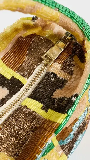 ALEMAIS Limelight Beaded Barrel Bag