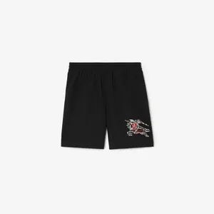 Burberry Heart Knight Cotton Shorts - Black
