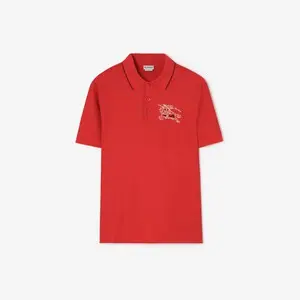 Burberry Heart Knight Cotton Polo Shirt - Currant Red