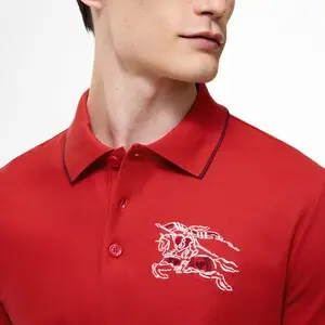 Burberry Heart Knight Cotton Polo Shirt - Currant Red