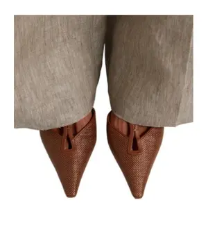 Max Mara Leather-trimmed Slingback Pumps